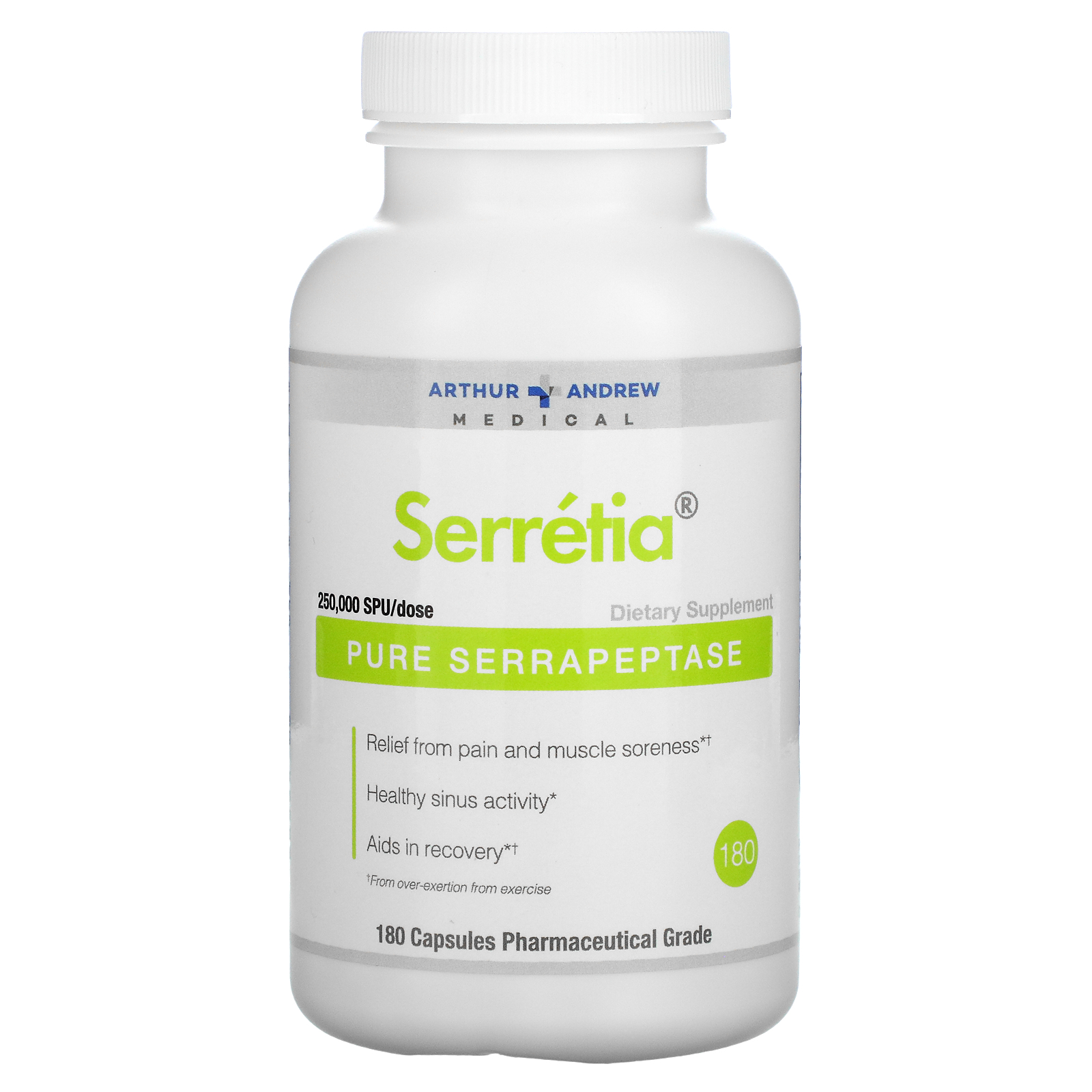 Arthur Andrew Medical, Serretia, Pure Serrapeptase, 500 mg, 180 ...