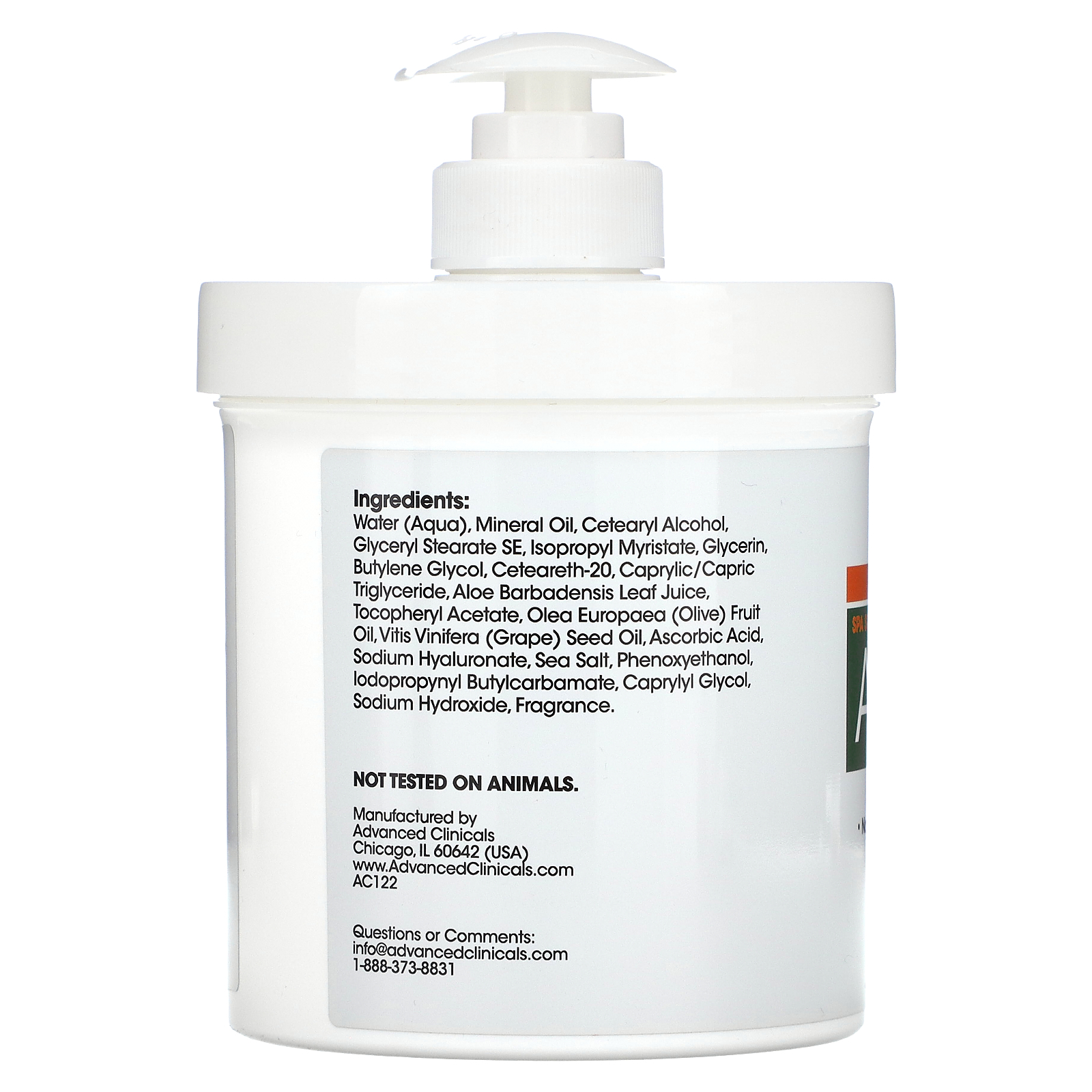 Advanced Clinicals Aloe Vera Soothe Recover Cream 16 Oz 454 G