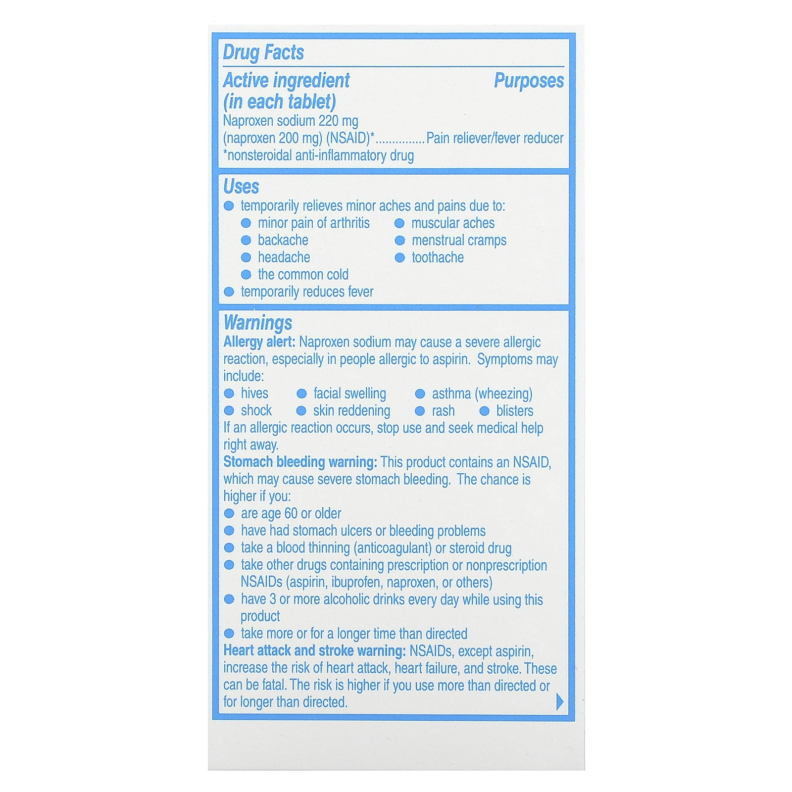 Aleve, Naproxen Sodium Tablets, 220 mg, 40 Gelcaps