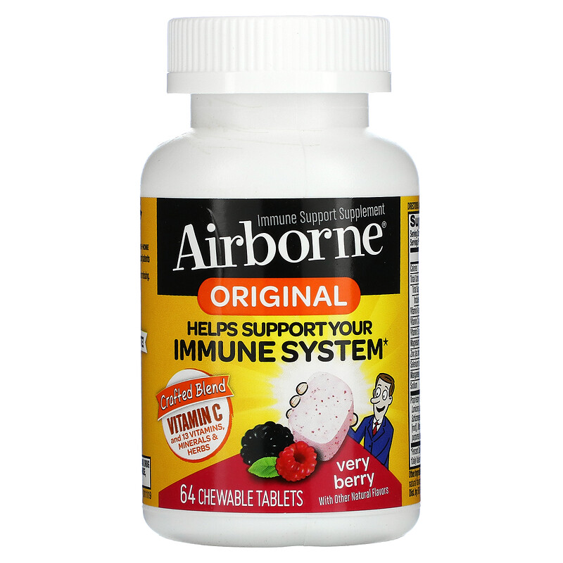 AirBorne, Original, Immune Support Supplement, Very Berry, 64 Chewable ...