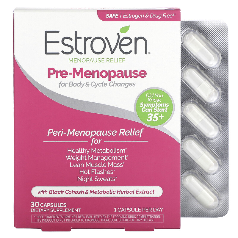 Estroven, Alivio de la menopausia, Premenopausia, 30 cápsulas