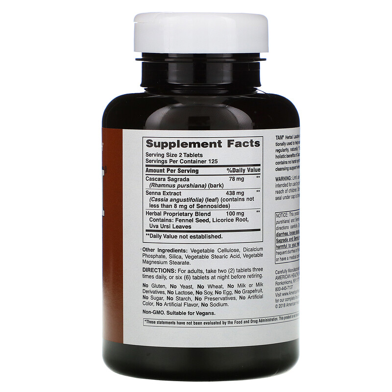 American Health, TAM, Herbal Laxative, 250 Tablets - iHerb