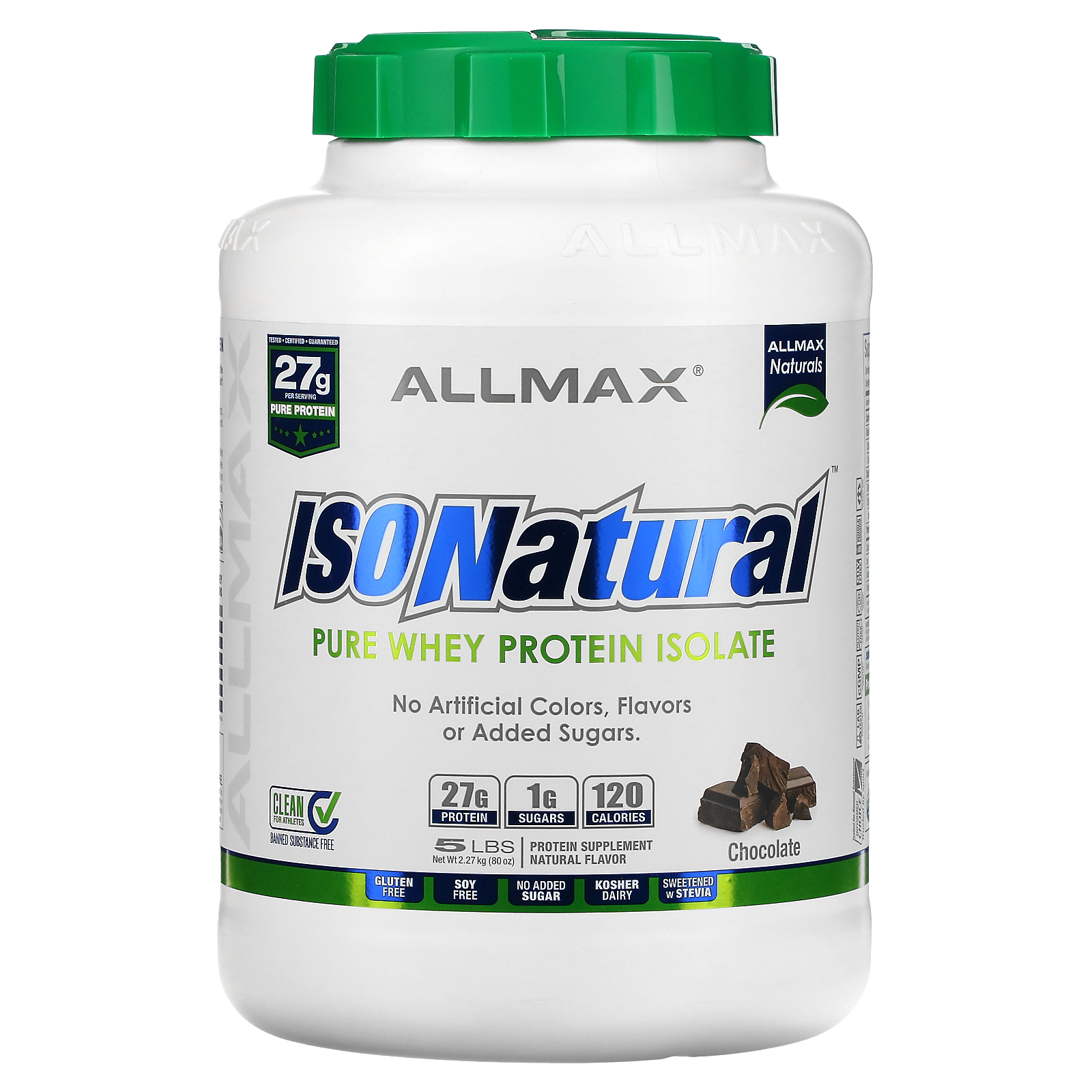 ALLMAX, IsoNatural, Pure Whey Protein Isolate, Chocolate, 5 lbs, (2.27 kg)