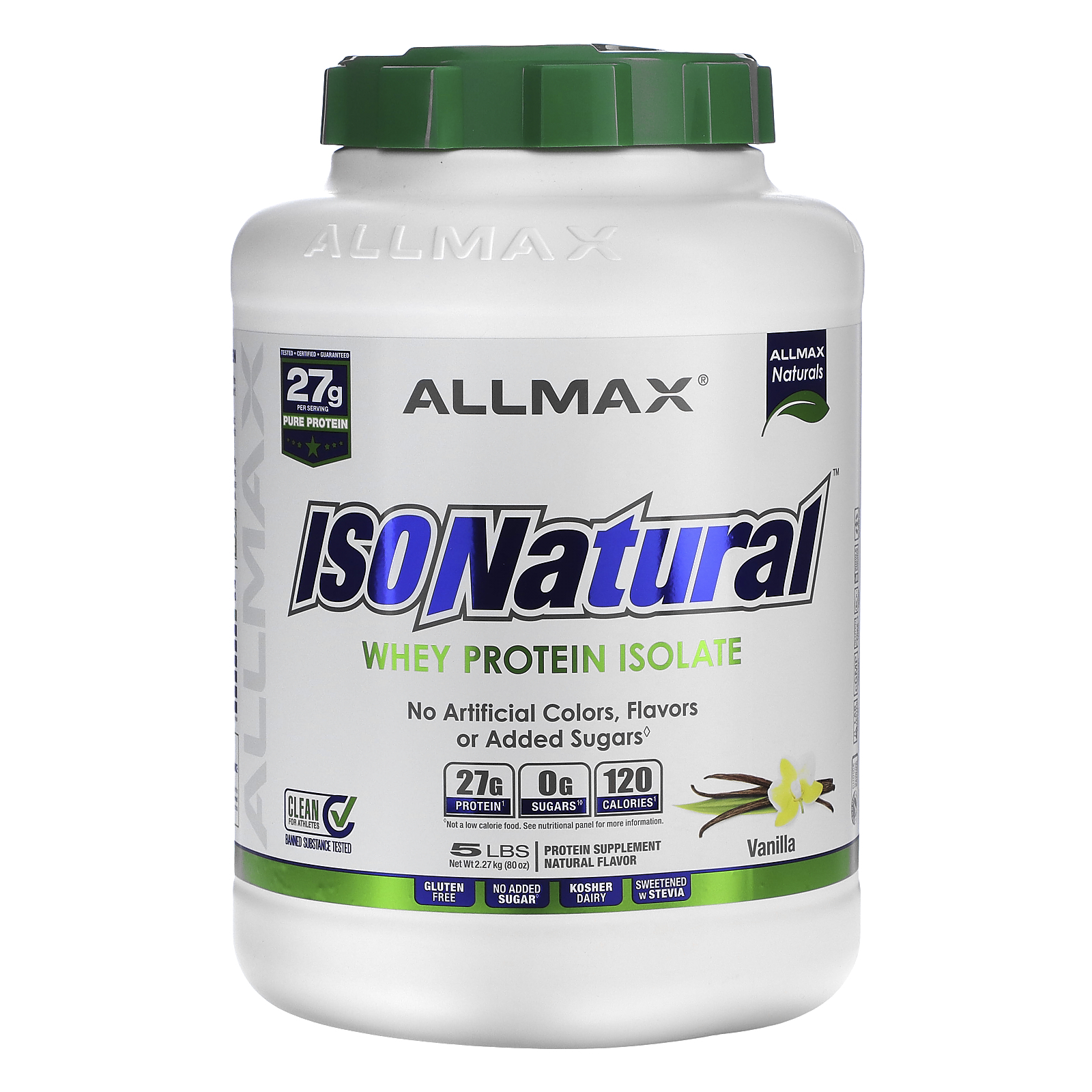 ALLMAX, IsoNatural，分离乳清蛋白，香草味，5 磅（2.27 千克）