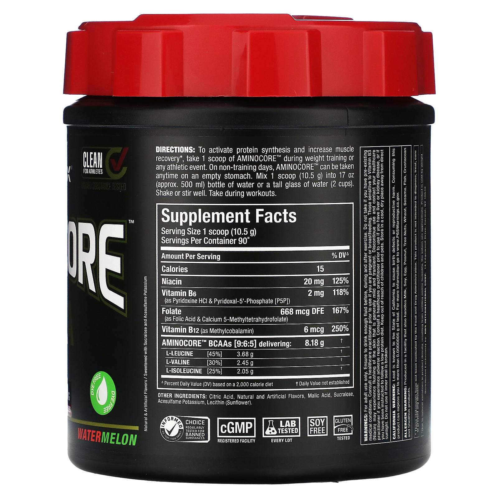ALLMAX, AMINOCORE BCAA, 수박 맛, 945g(2.1lb)