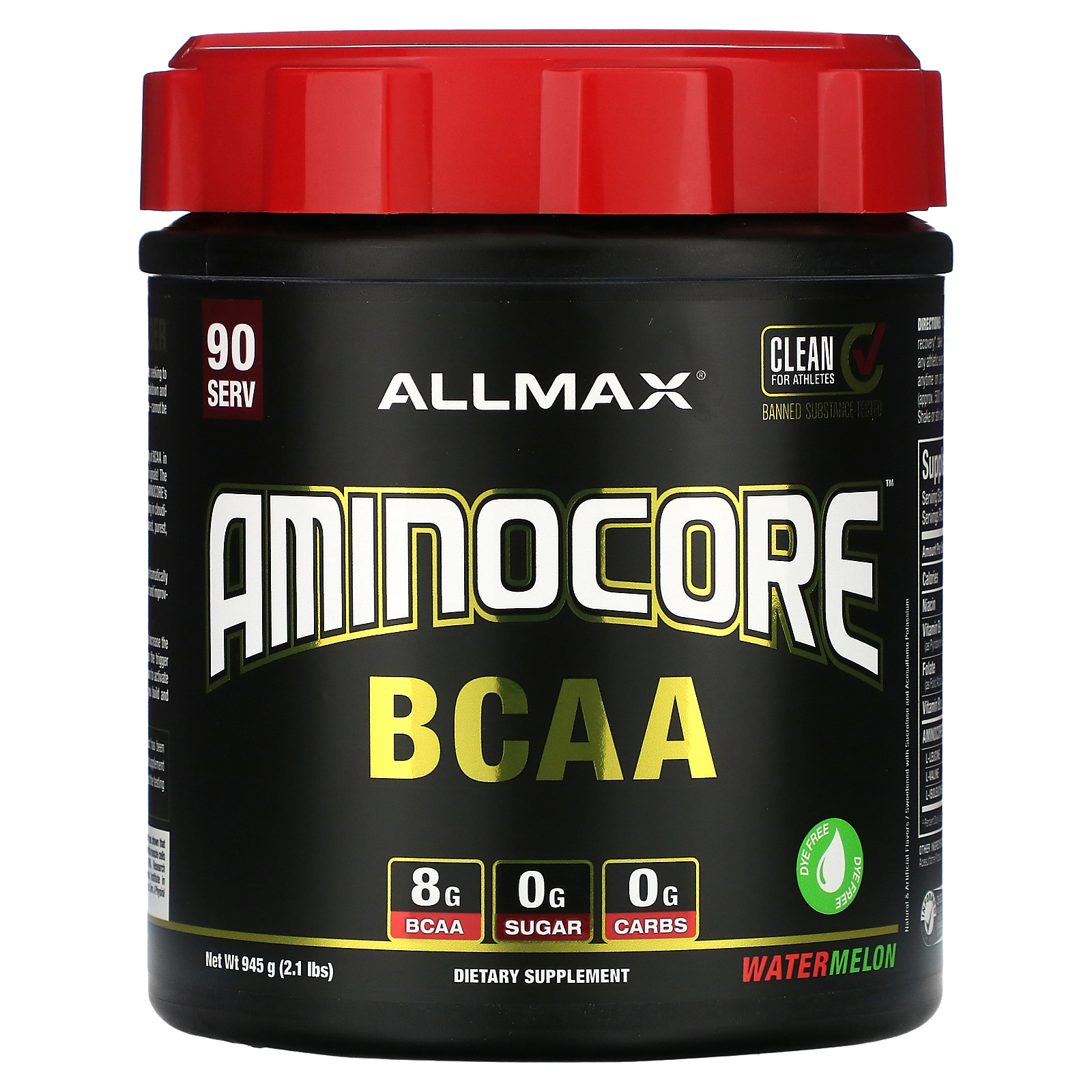 ALLMAX, AMINOCORE BCAA, 수박 맛, 945g(2.1lb)