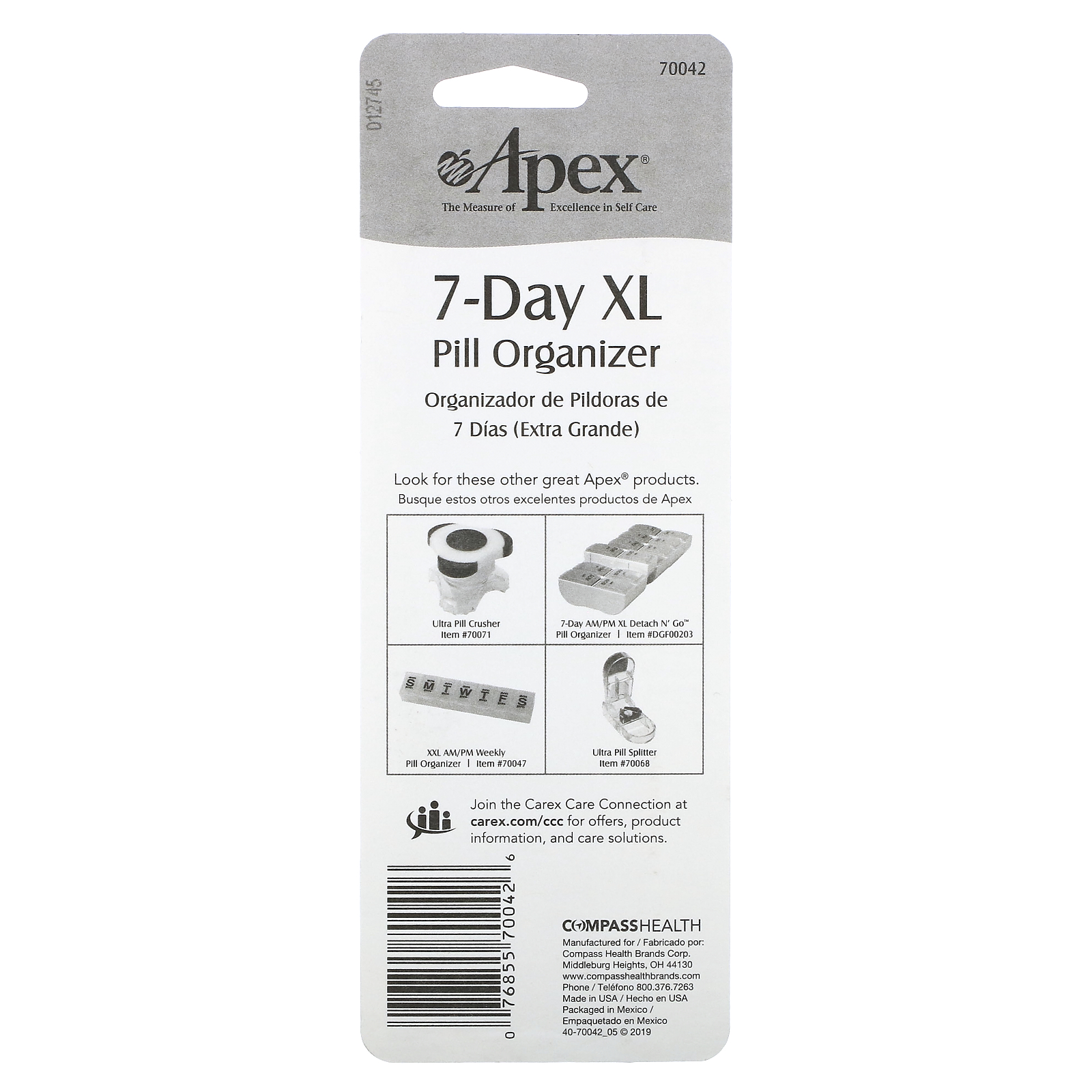 Apex, 7-Day Pill Organizer, X-Large, 1 Count