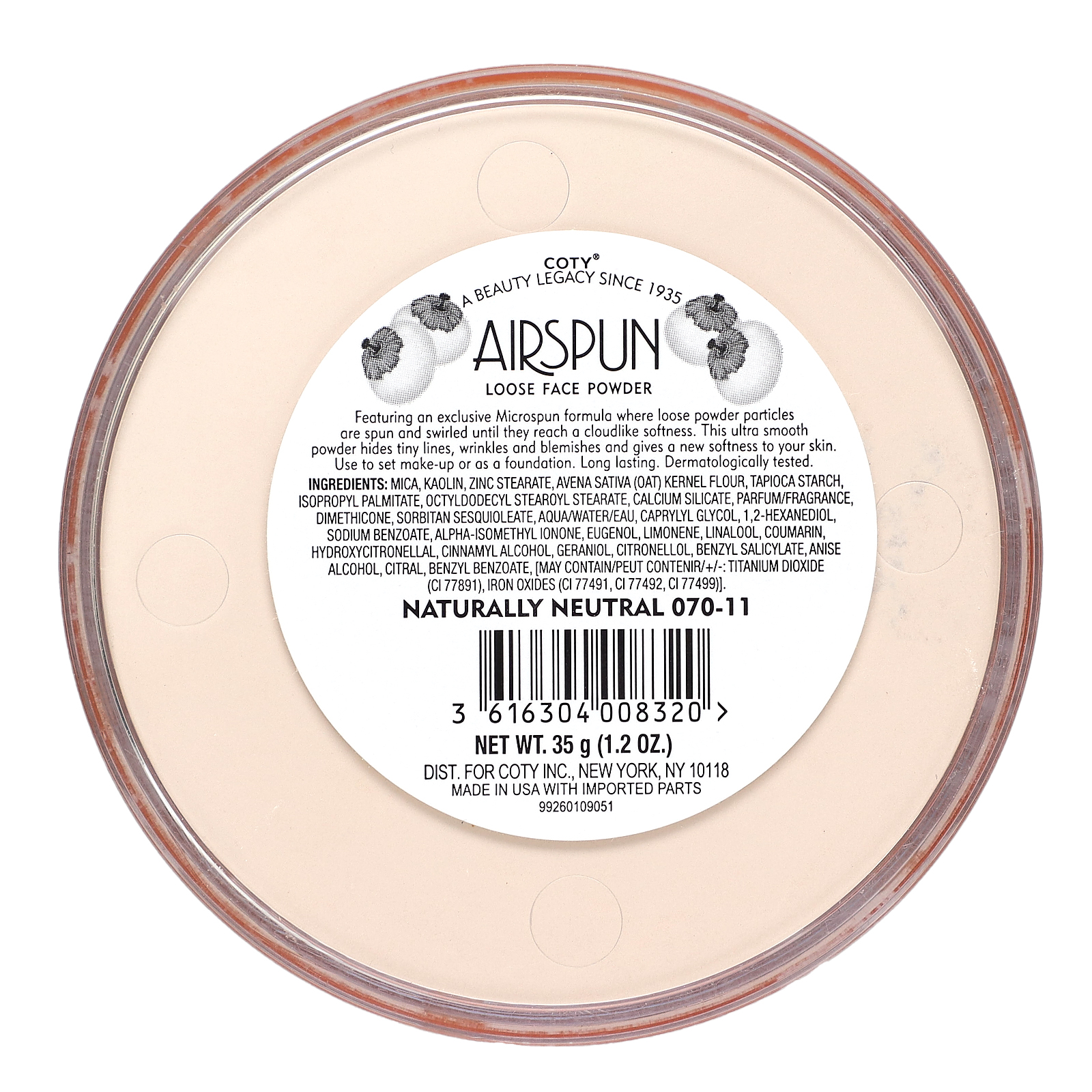 Airspun, Loose Face Powder, Naturally Neutral 070-11, 1.2 oz (35 g)