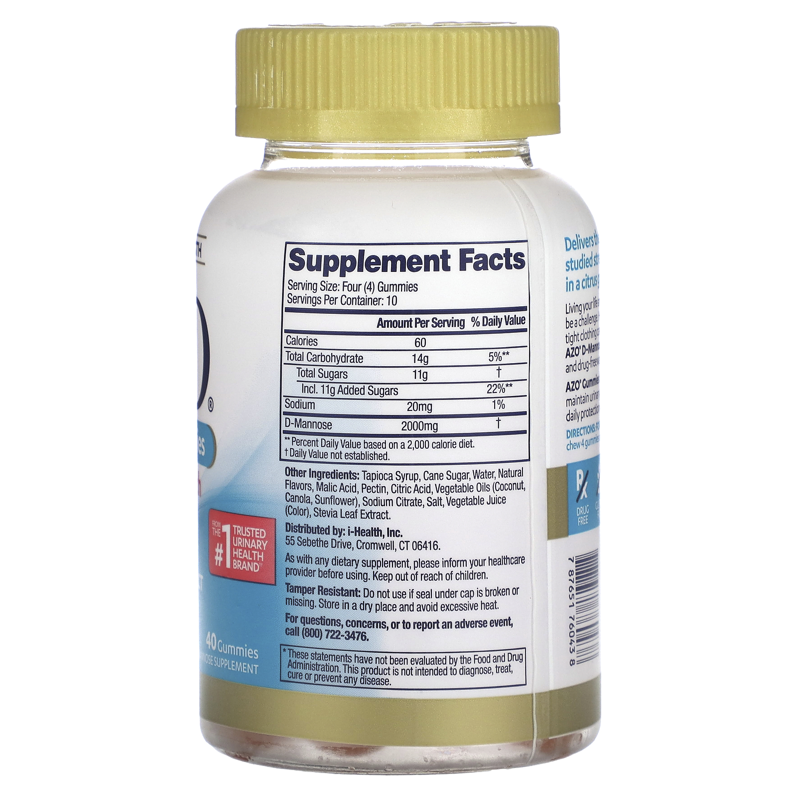 Azo, D-Mannose Gummies, Citrus Blast, 40 Gummies