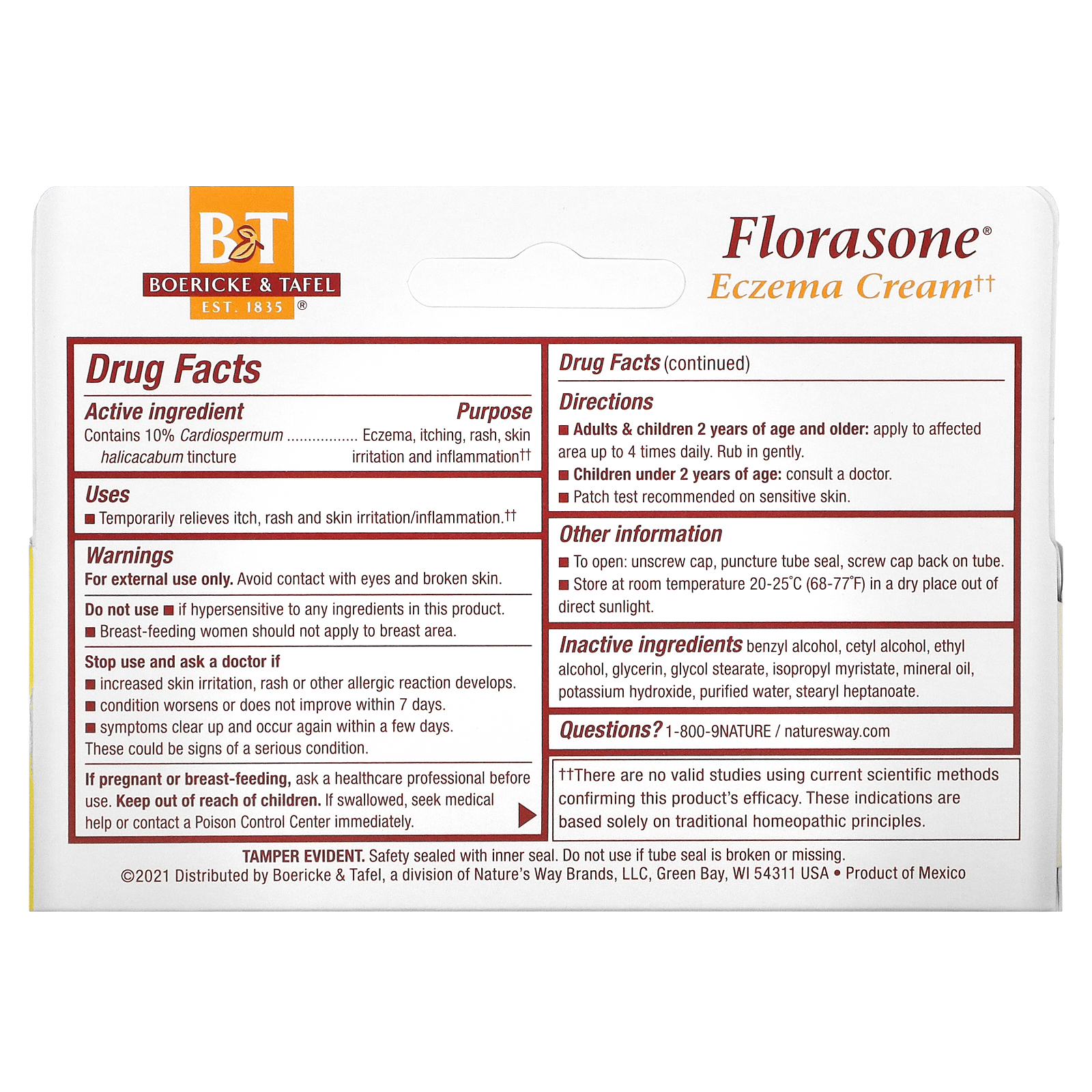 Boericke & Tafel, Florasone Topical Cream, 1 oz (28 g)