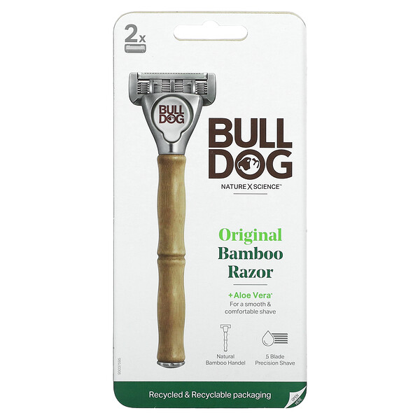 Bulldog Skincare For Men, Original Bamboo Razor, 1 Razor, 2 Cartridges