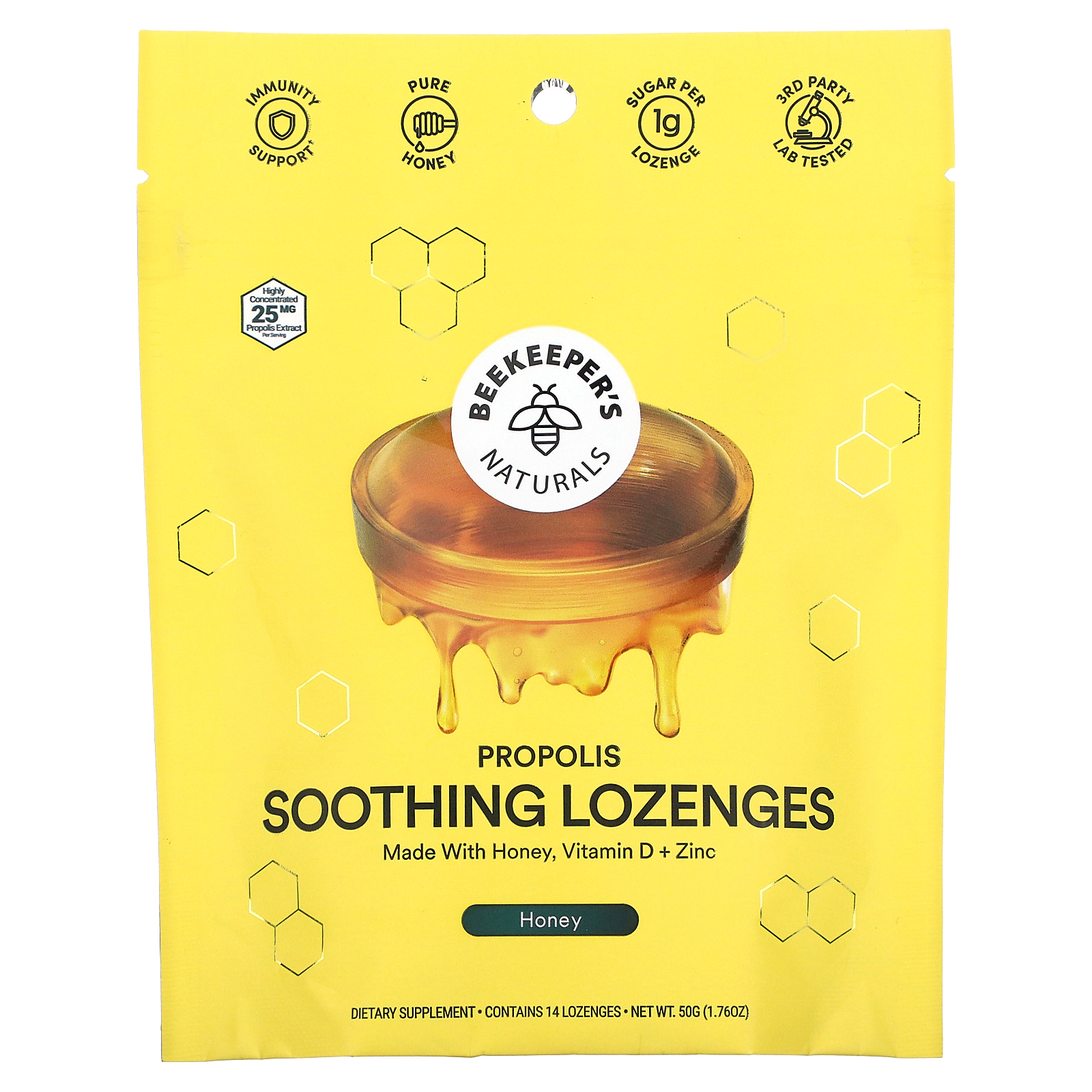 Beekeeper's Naturals, Propolis Soothing Lozenges, Honey, 14 Lozenges, 1 ...