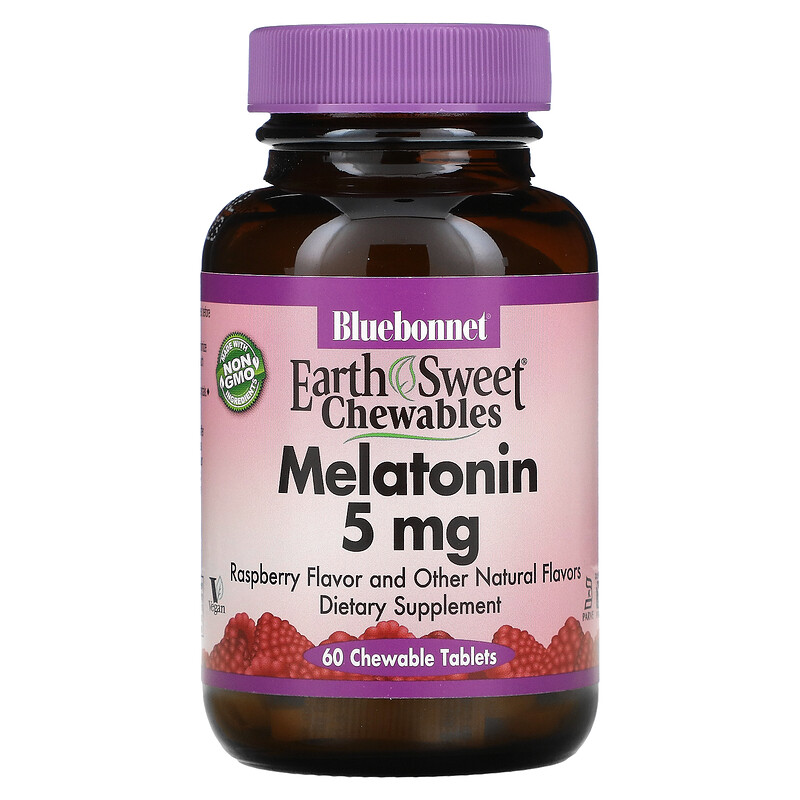 Bluebonnet Nutrition, Earth Sweet Chewables, Melatonin, Raspberry, 5 mg ...