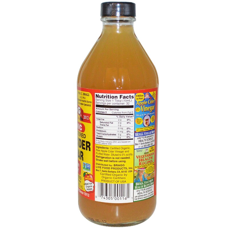 Bragg Organic Apple Cider Vinegar With The Mother Raw Unfiltered 16 Fl Oz 473 Ml Iherb