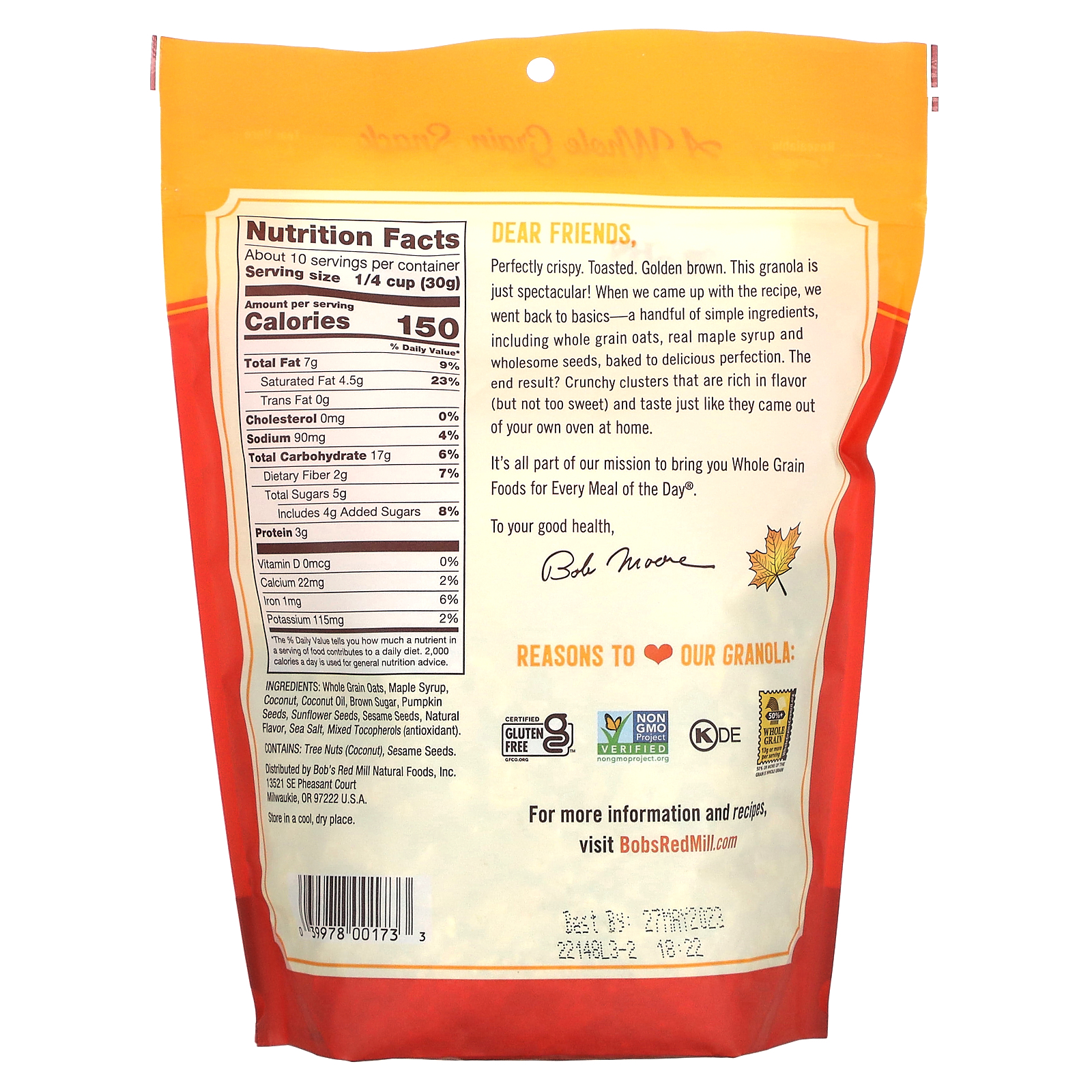 Bob's Red Mill, Homestyle Granola, Maple Sea Salt, 11 oz (312 g)