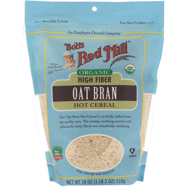 Bobs Red Mill Organic High Fiber Oat Bran Hot Cereal 18 Oz 510 G Iherb