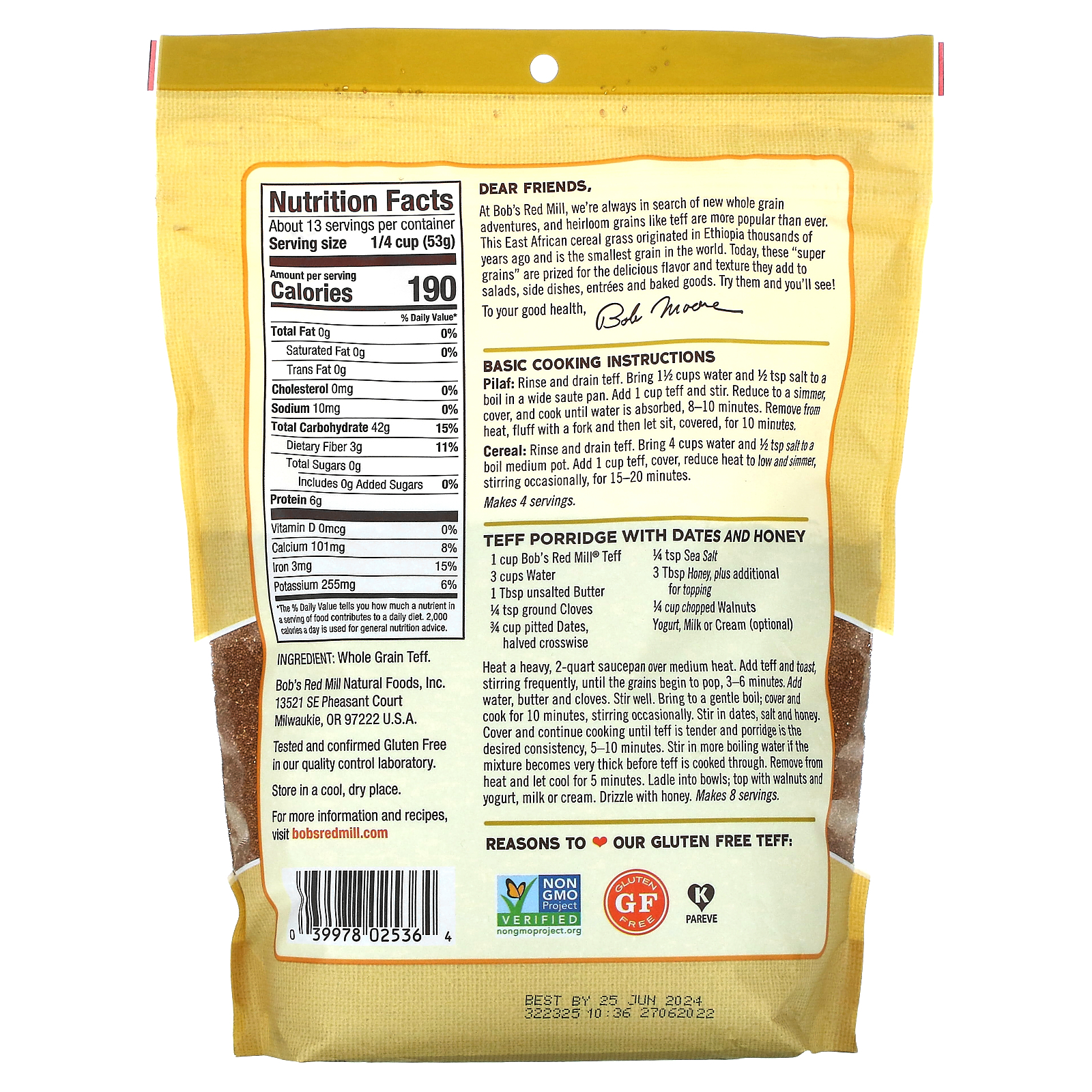 Bob's Red Mill, Teff, Whole Grain, 24 oz (680 g)