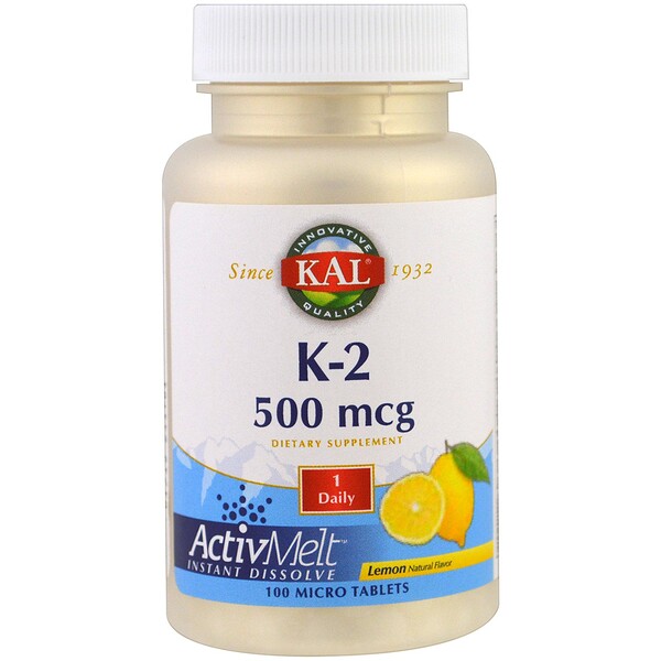 KAL, K-2, Lemon, 500 mcg, 100 Micro Tablets - iHerb