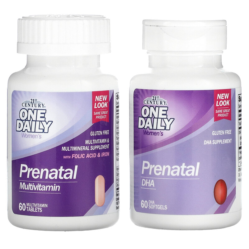 21st Century, Prenatal Multivitamin Plus DHA, 2 Bottles, 60 Tablets ...