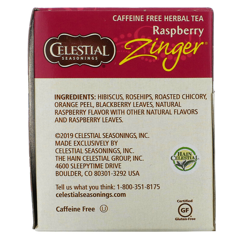 Celestial Seasonings, Herbal Tea, Raspberry Zinger, Caffeine Free, 20 ...