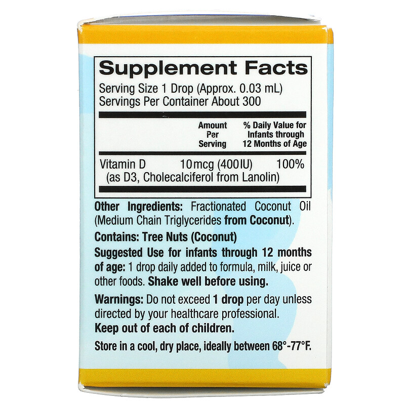California Gold Nutrition, Baby Vitamin D3 Liquid, 10 mcg (400 IU), 0. ...
