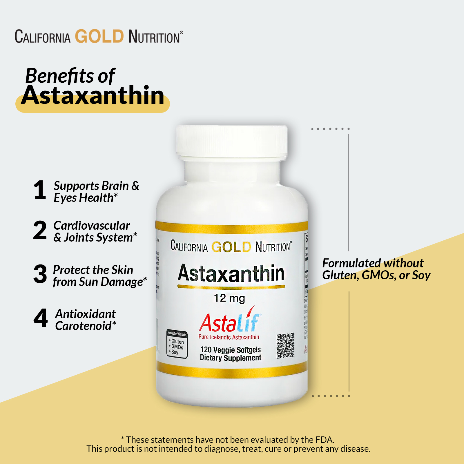 California Gold Nutrition, アスタキサンチン、Astalif（アスタリフ）純アイスランド産、12mg、植物性ソフト ...