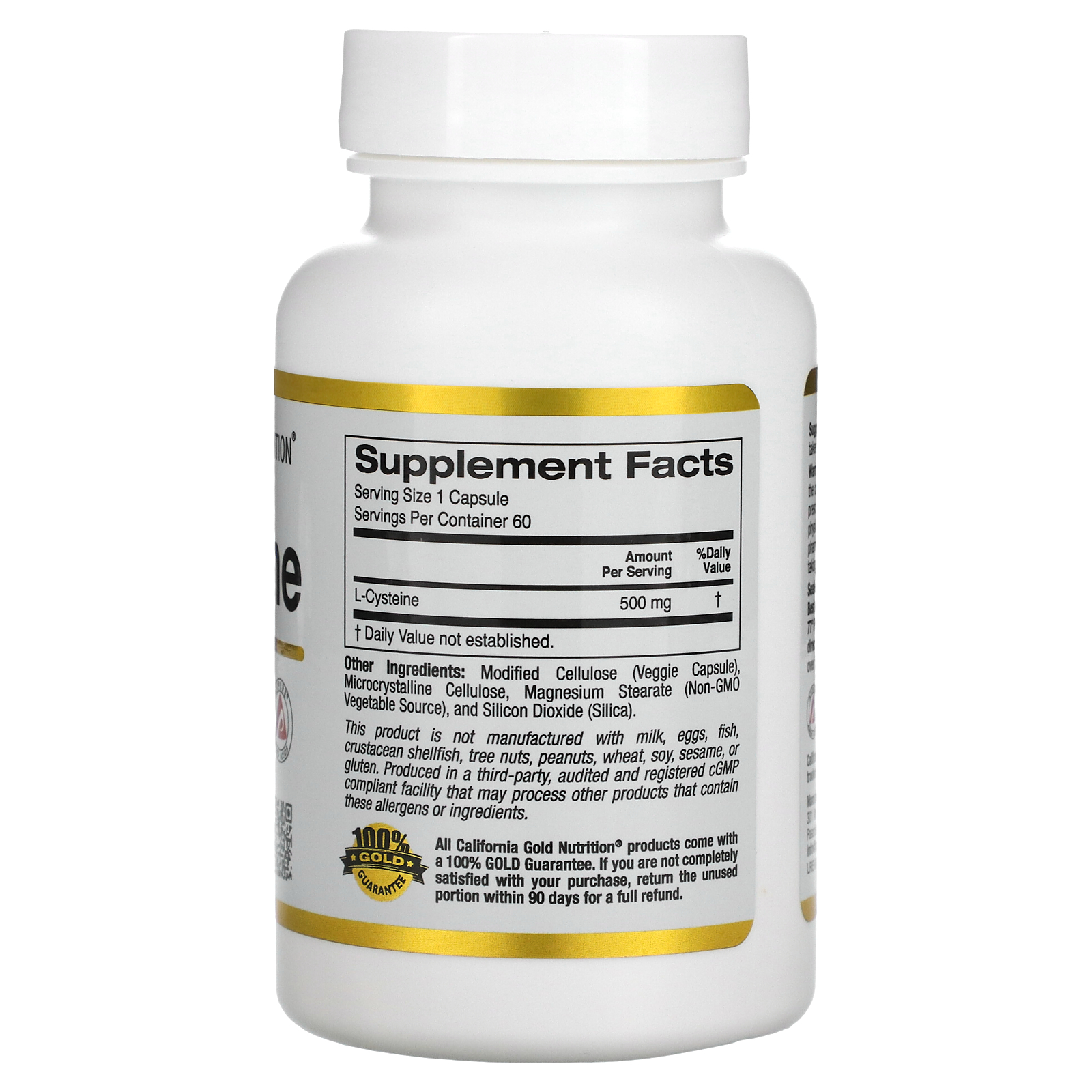 California Gold Nutrition, L-Cysteine, AjiPure, 500 mg, 60 Veggie Capsules