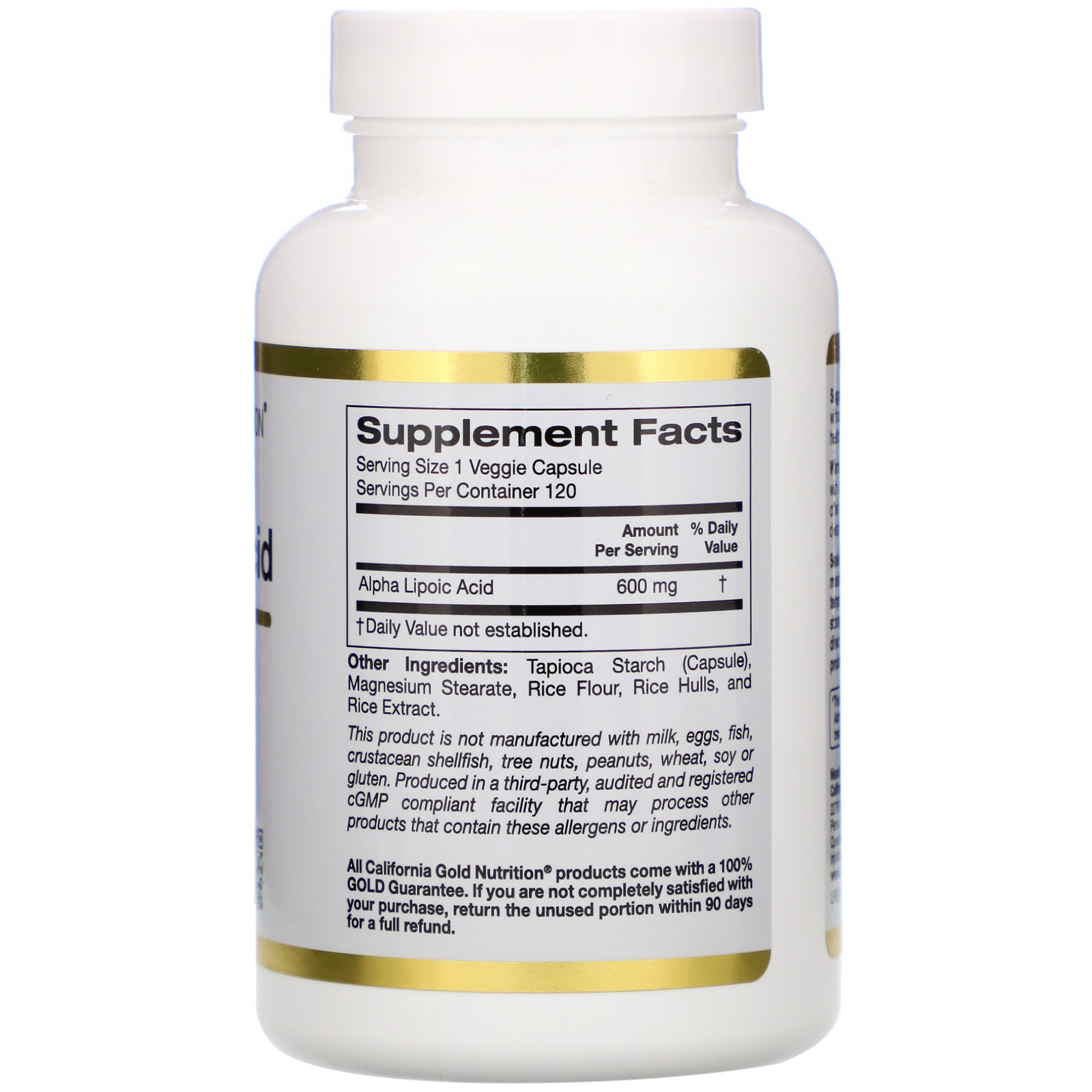 California Gold Nutrition, 알파 리포산, 600 mg, 120 식물성 캡슐 - iHerb