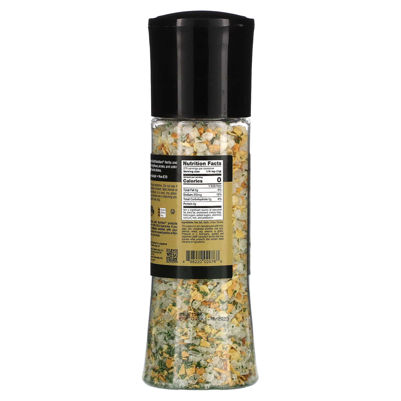 California Gold Nutrition, FOODS - Garlic Sea Salt Grinder, 9.52 oz (270 g)