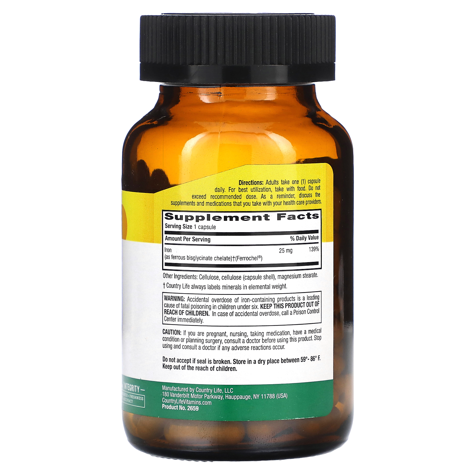 Country Life, Easy Iron, 25 mg, 90 Vegan Capsules