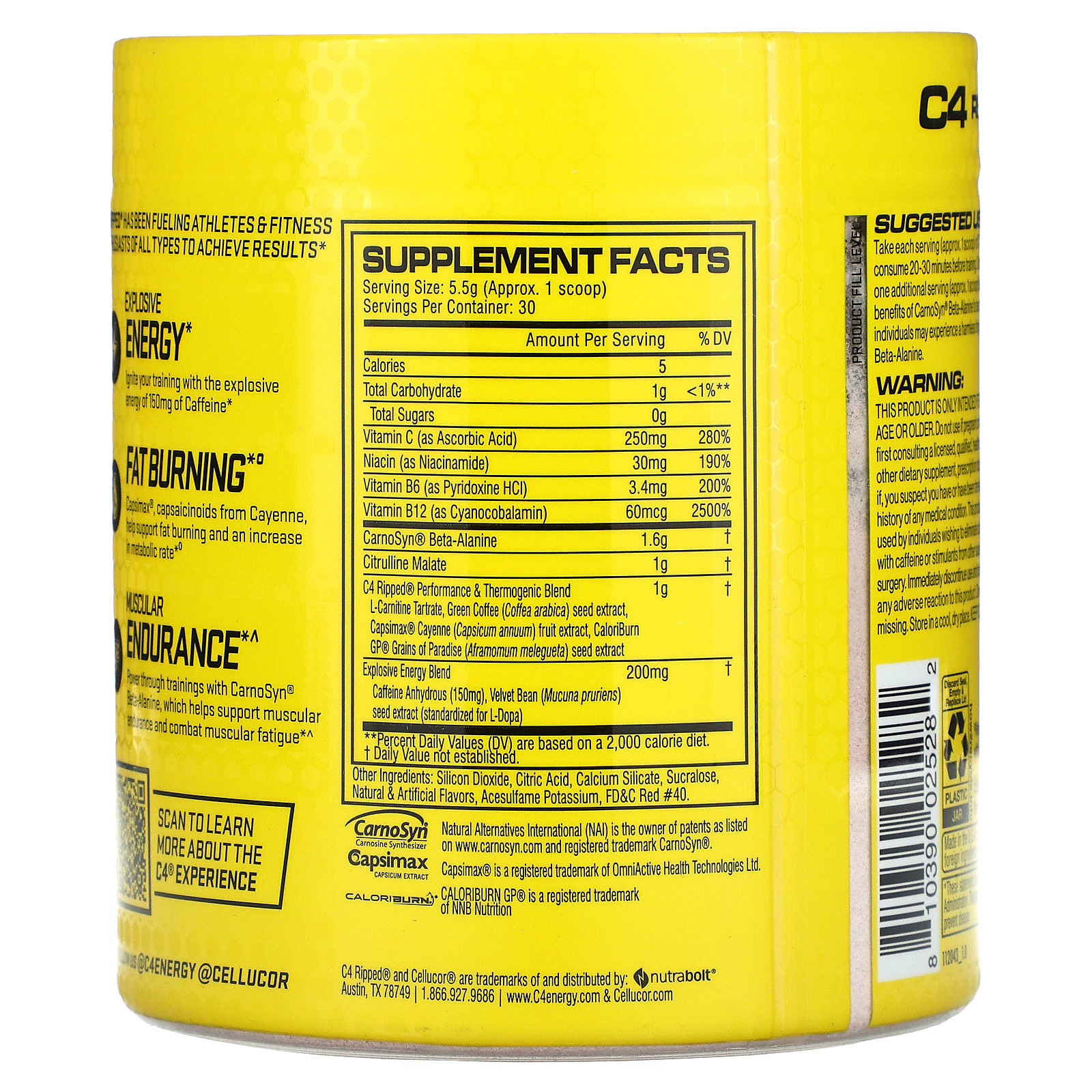 Cellucor C4 Ripped Pre Workout Raspberry Lemonade 30 Servings for sale ...