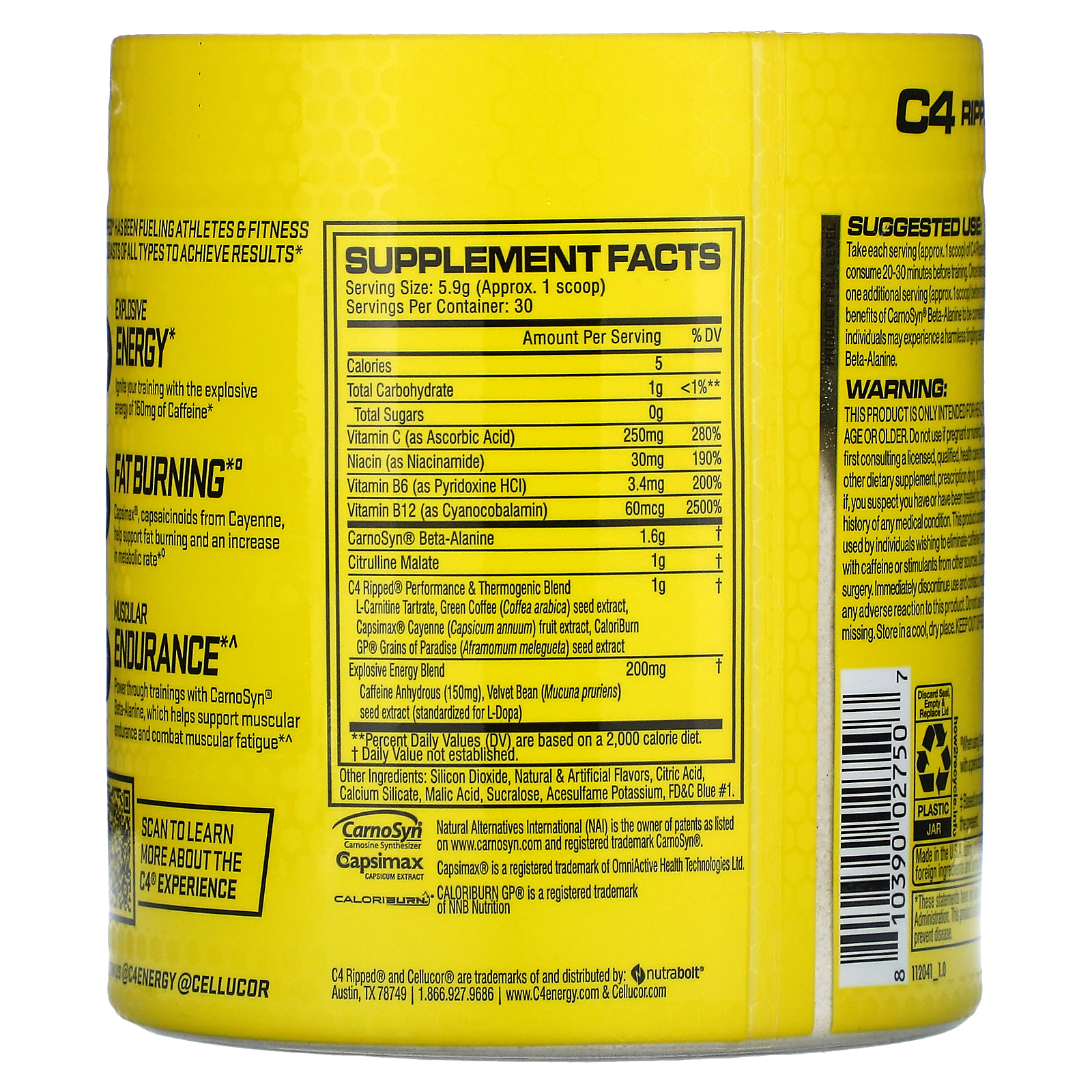 Cellucor C4 Ripped Pre Workout Raspberry Lemonade 30 Servings for sale ...