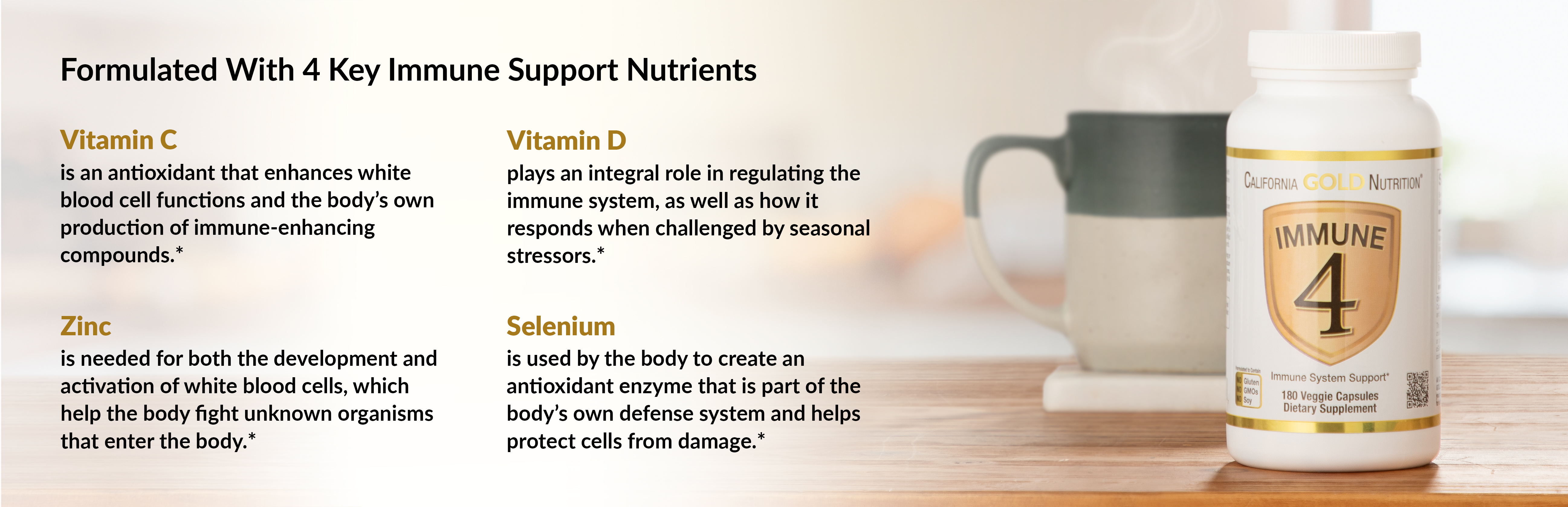 California Gold Nutrition, Immune 4, Immune System Support, 60 Veggie ...