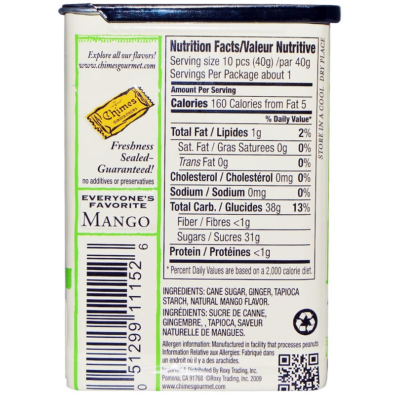 Chimes, Ginger Chews, Mango, 2 oz (56.7 g) - iHerb Chimes, Ginger Chews, Mango, 2 oz (56.7 g) - iHerb