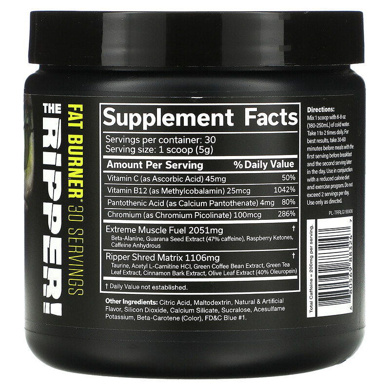 JNX Sports, The Ripper!, Fat Burner, 레이저 라임, 150g(5.3oz)