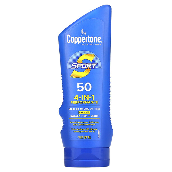 Coppertone, Sport, Sunscreen Lotion, 4-In-1 Performance, SPF 50, 7 fl ...