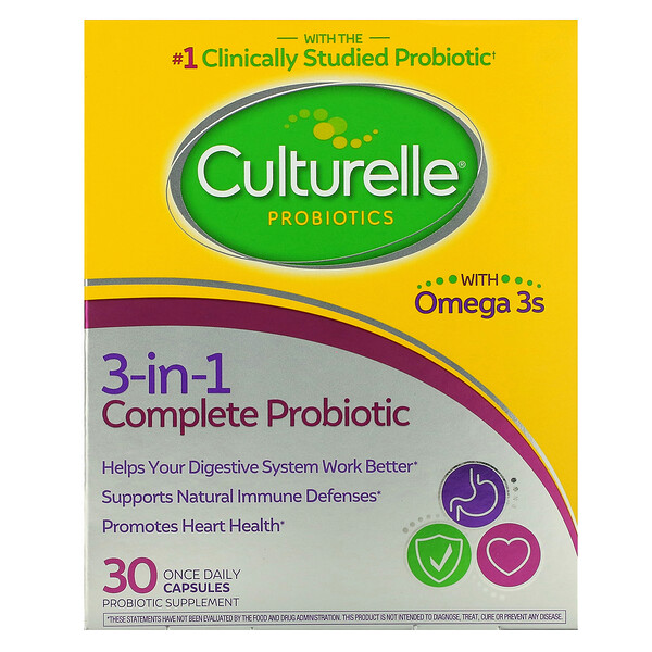 Culturelle, Probiotics, 3-in-1 Complete Probiotic with Omega 3s, 30 ...