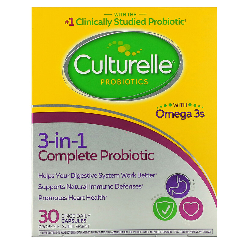 Culturelle, Probiotics, 3-in-1 Complete Probiotic with Omega 3s, 30 ...