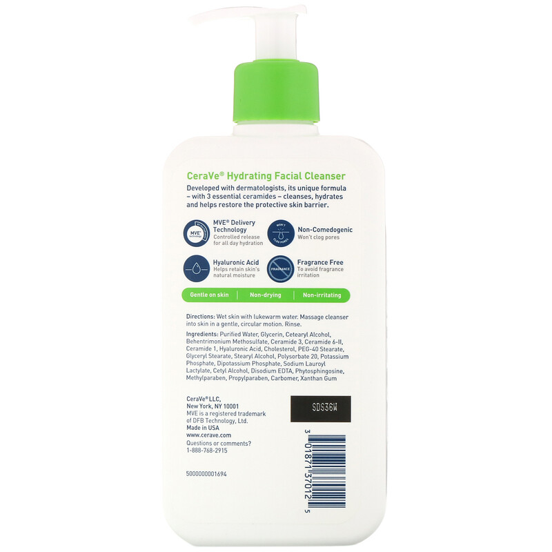 Cerave Hydrating Facial Cleanser For Normal To Dry Skin 12 Fl Oz