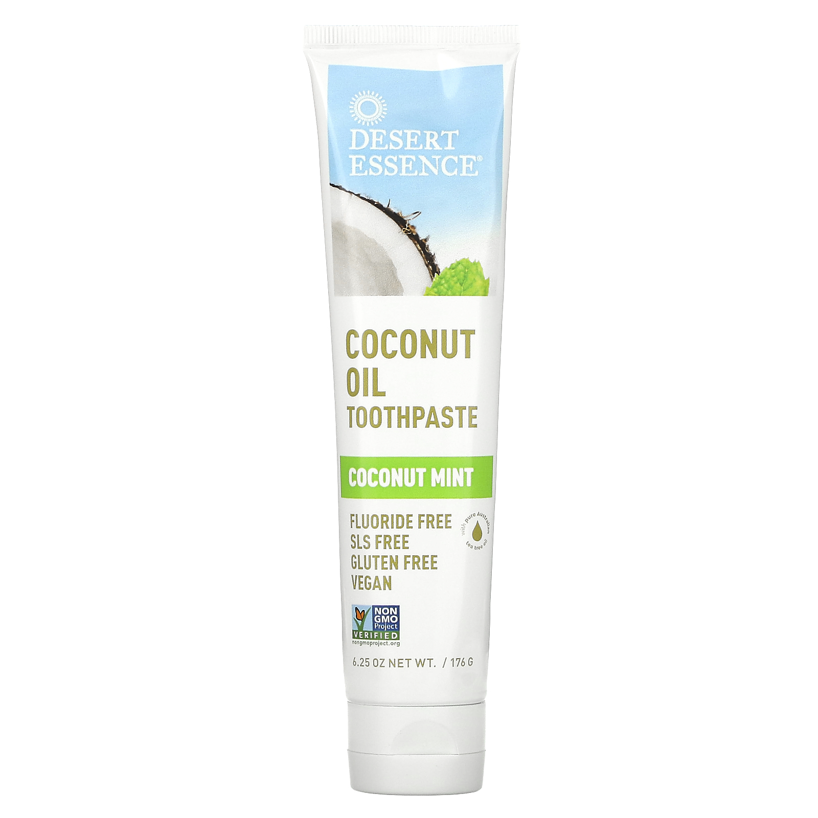 Desert Essence, Coconut Oil Toothpaste, Coconut Mint, 6.25 oz (176 g)