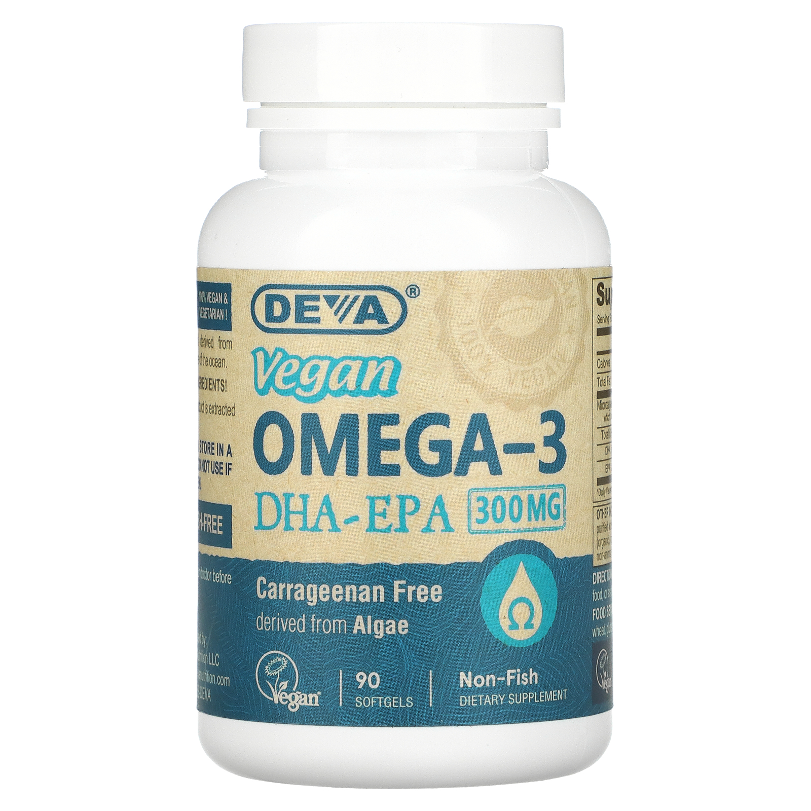 Deva, 비건 오메가-3, DHA-EPA, 300 mg, 90 비건 소프트젤