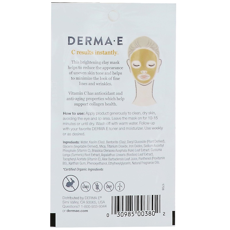 Derma E Vitamin C Brightening Clay Mask Turmeric And Kale 0 35 Oz 10