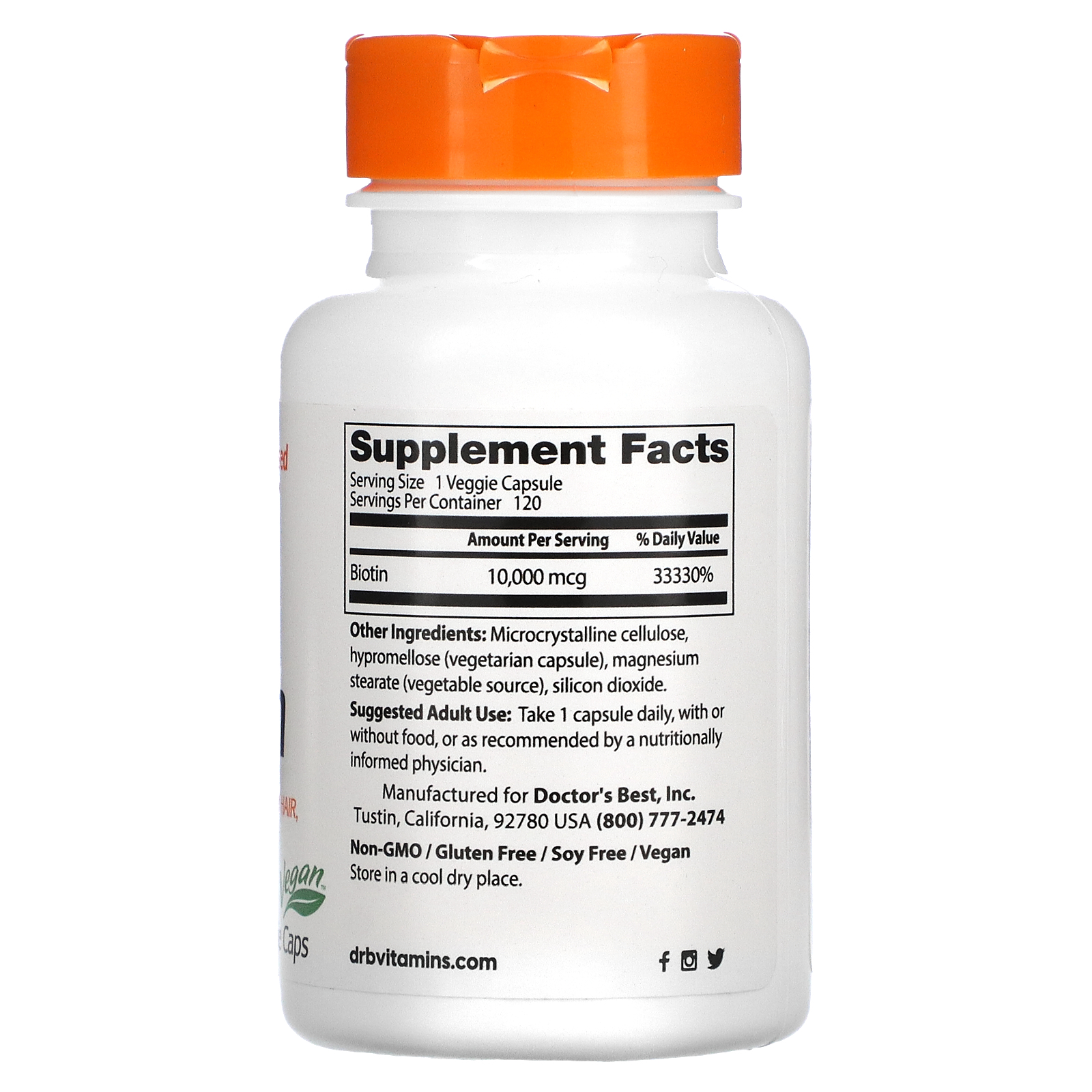 Doctor's Best, Biotin, 10,000 mcg, 120 Veggie Caps
