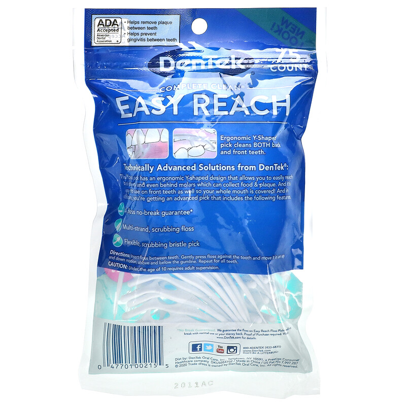 DenTek, Complete Clean, Easy Reach Floss Picks, Mouthwash Blast, 75 ...