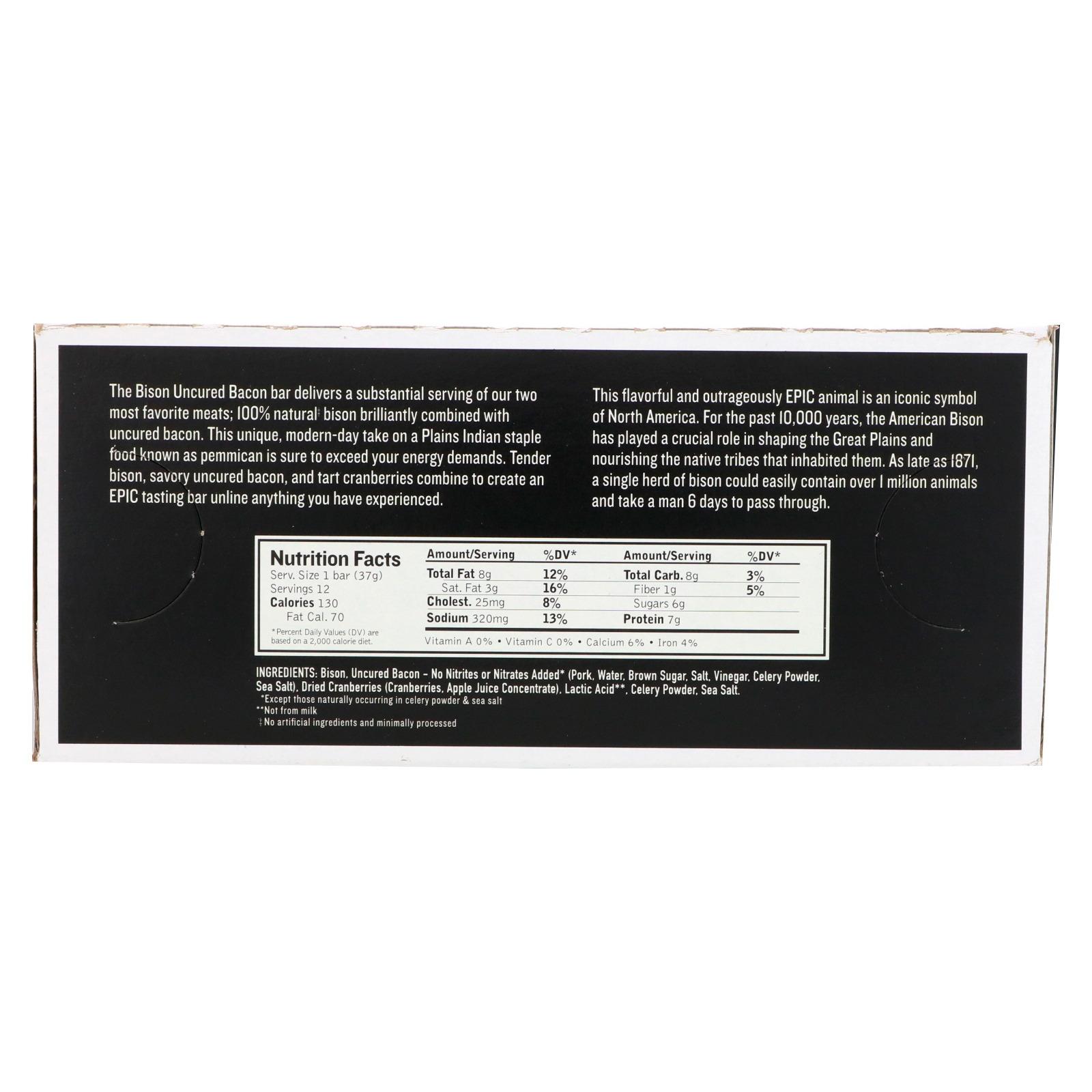 Epic Bar, Bison, Uncured Bacon + Cranberry Bar, 12 Bars, 1.3 oz (37 g ...