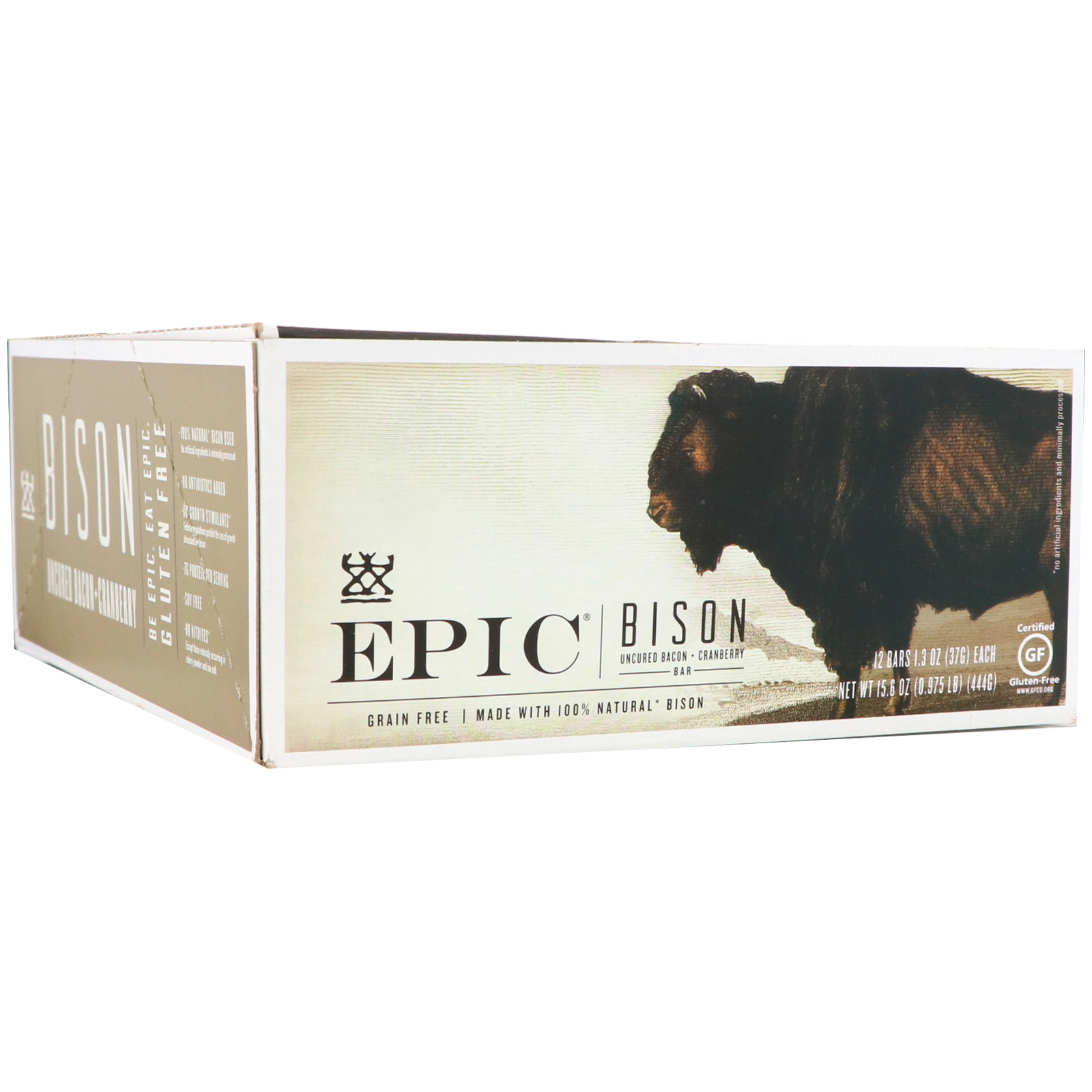 Epic Bar, Bison, Uncured Bacon + Cranberry Bar, 12 Bars, 1.3 oz (37 g ...