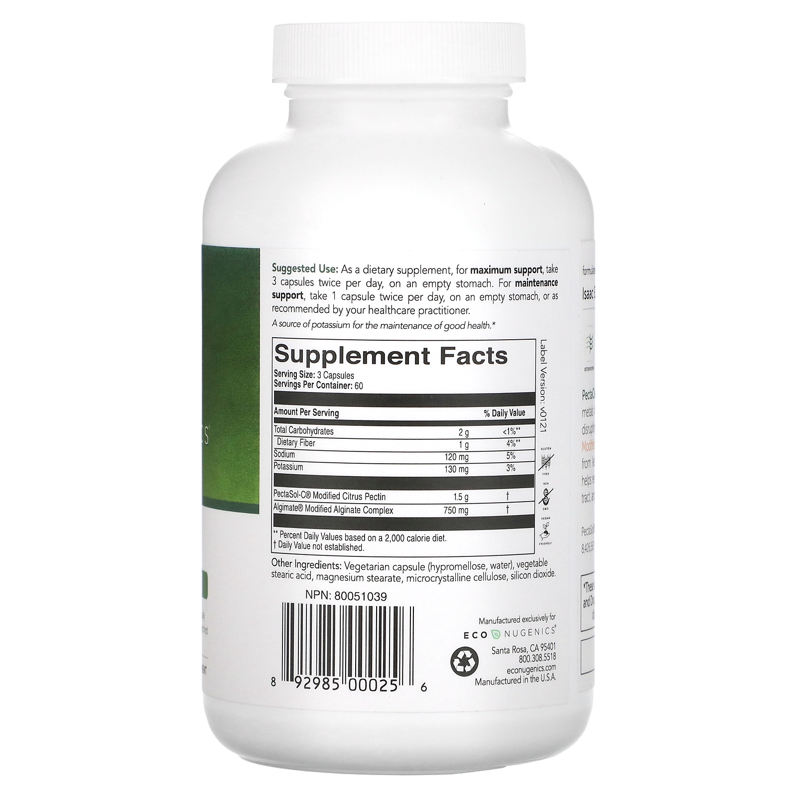 Econugenics, PectaClear, Toxic Metal Cleanse, 180 Vegetarian Capsules