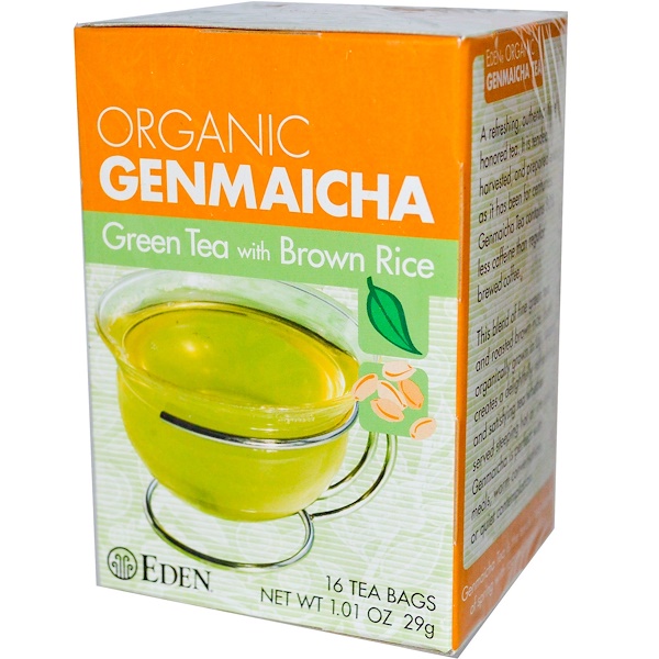 Eden Foods, Organic Genmaicha, Green Tea with Brown Rice, 16 Tea Bags 1 ...