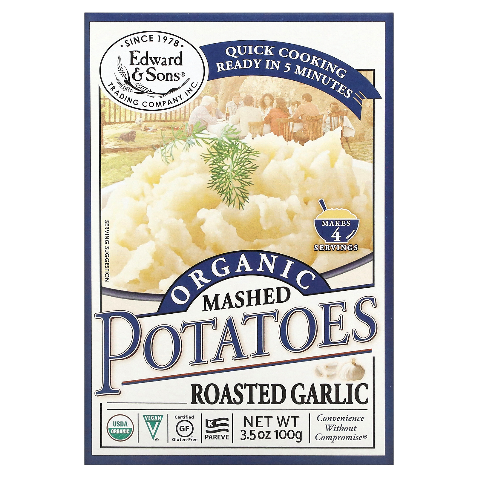 Edward & Sons, Organic Mashed Potatoes, Roasted Garlic, 3.5 oz (100 g)