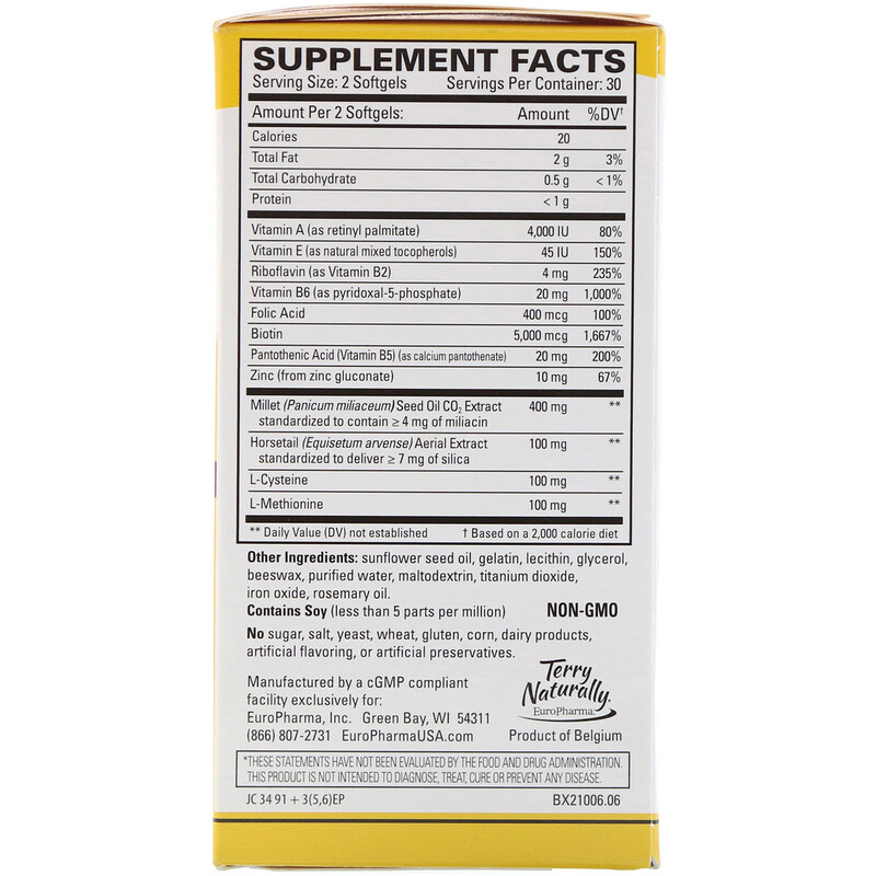 Terry Naturally, Terry Naturally、Hair Renew Formula、ソフトジェル 60 錠 - iHerb